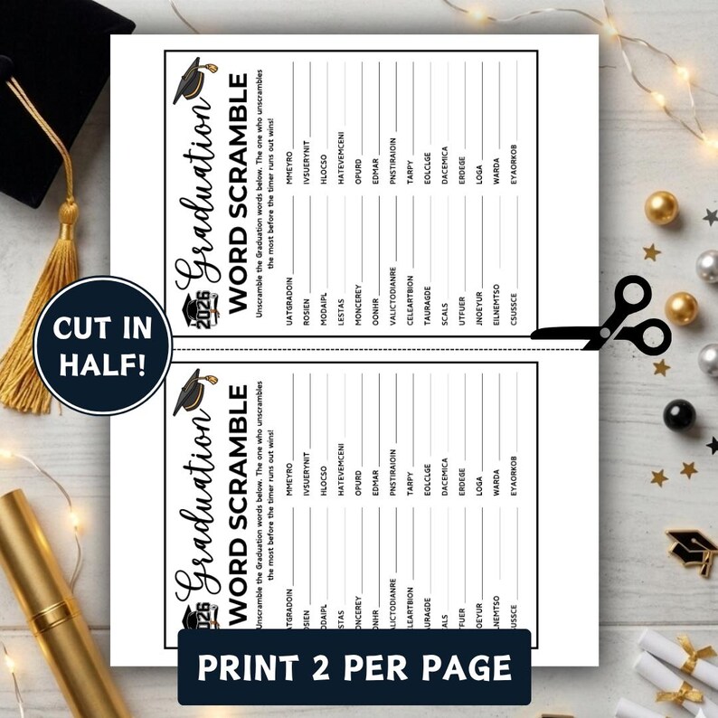 Graduation Word Scramble Game, Printable Graduation Party Games ...