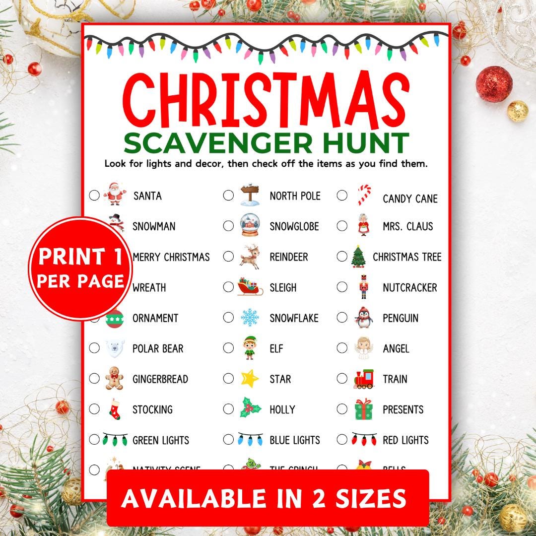 Christmas Lights Scavenger Hunt Game, Family Christmas Activity ...