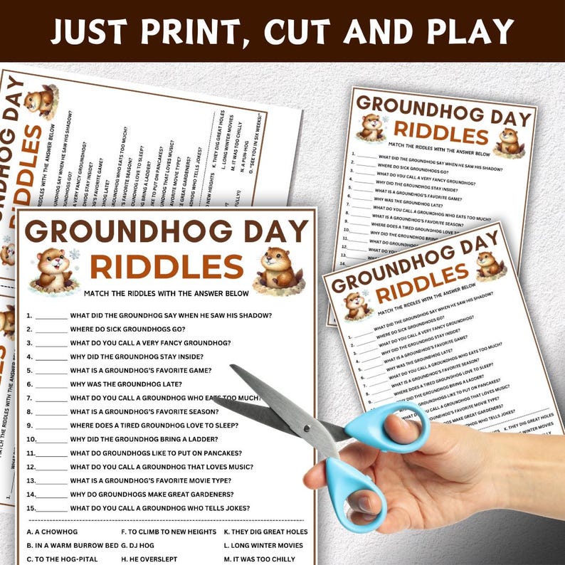 Groundhog Riddles Game With Answers, Printable Trivia Game for Kids ...