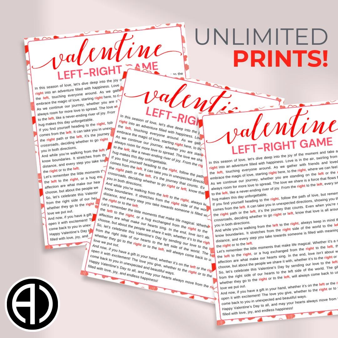 Left Right Valentine's Day Game, Valentine Printable Games for Kids ...