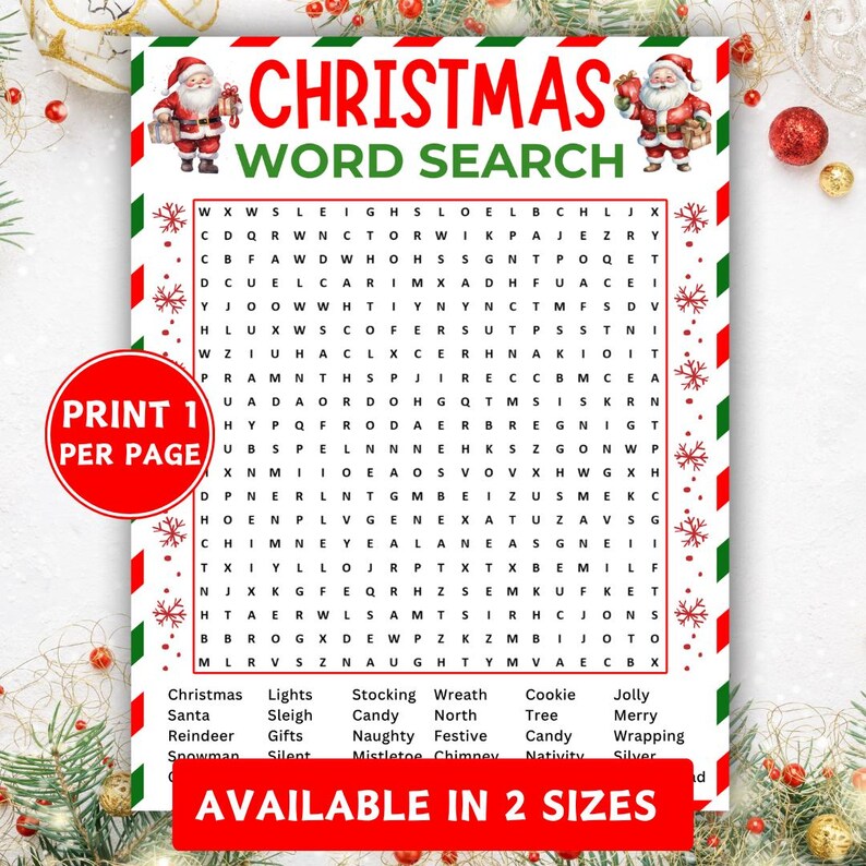 Christmas Word Search Game, Printable Christmas Game, Holiday Party ...