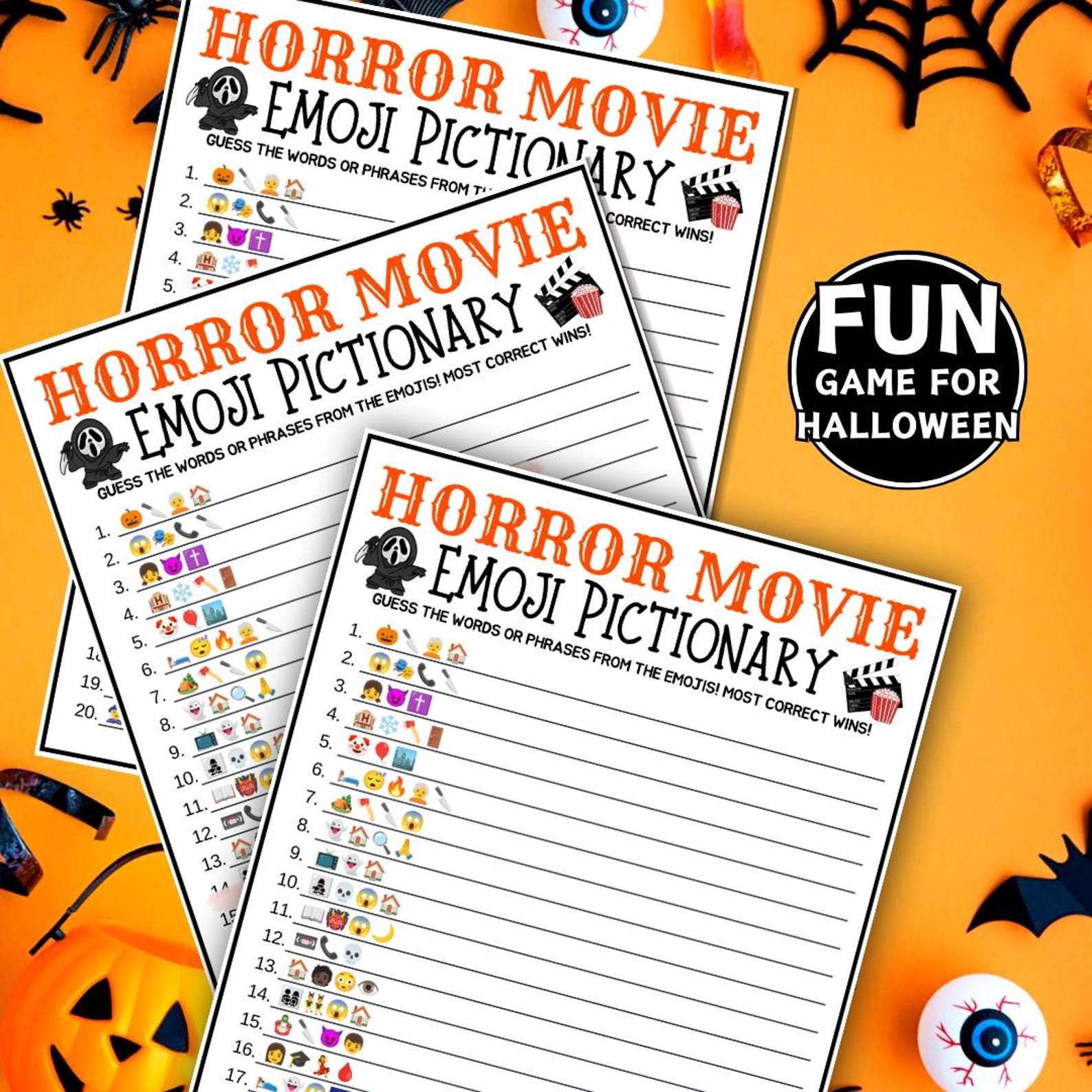 Halloween Emoji Games, Horror Movie Emoji Game, Fun Halloween Party ...