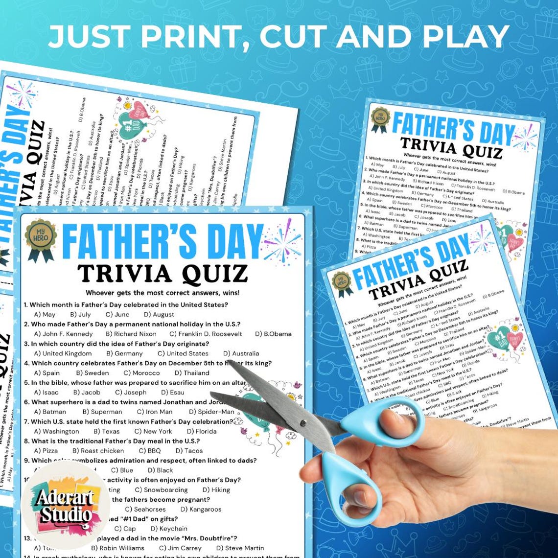 Father's Day Trivia Game, Printable Fathers Day Quiz, Father's Day ...