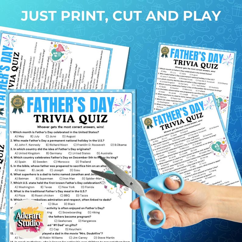 Father's Day Trivia Game, Printable Fathers Day Quiz, Father's Day ...