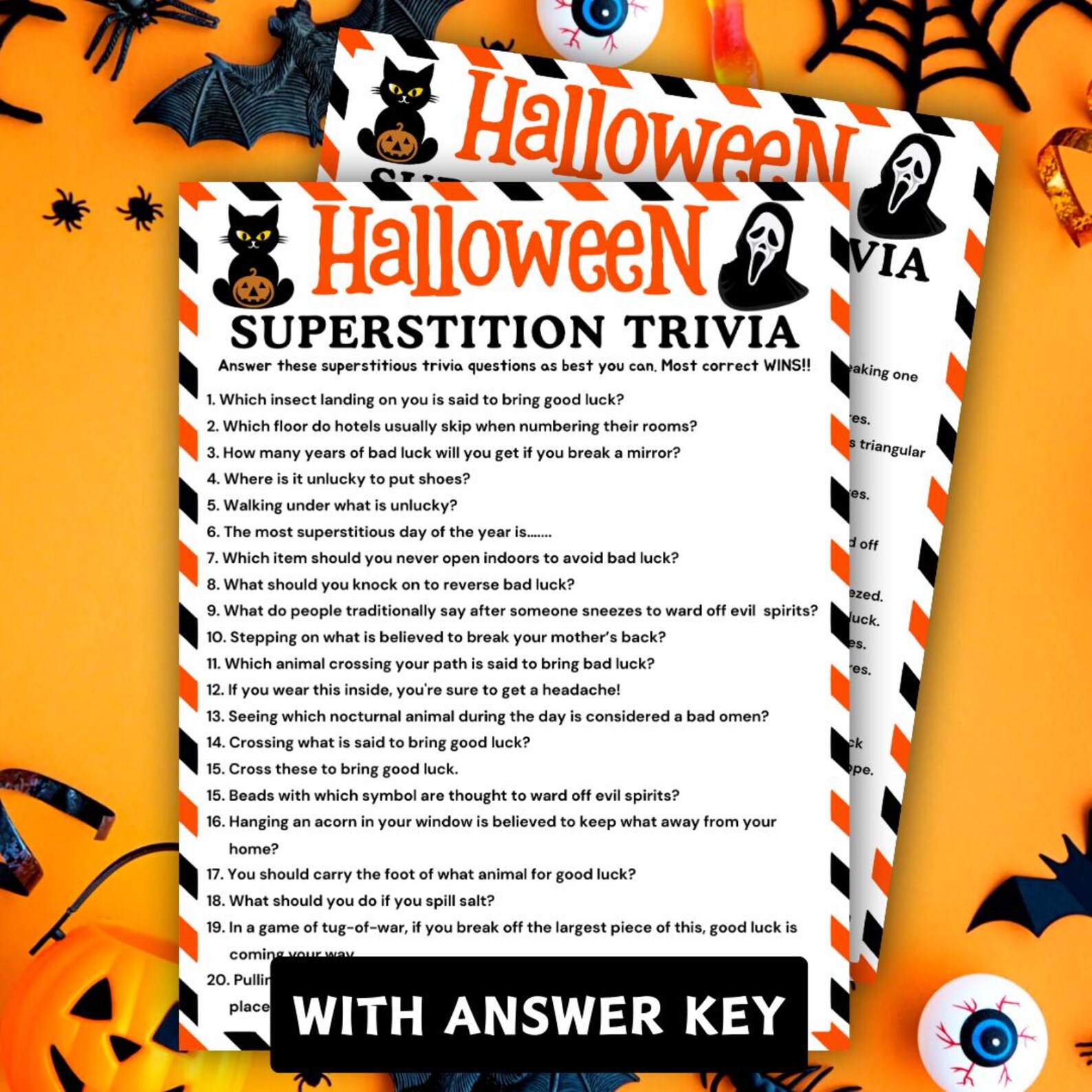 Halloween Superstitions Trivia Game, Halloween Trivia Quiz, Printable ...