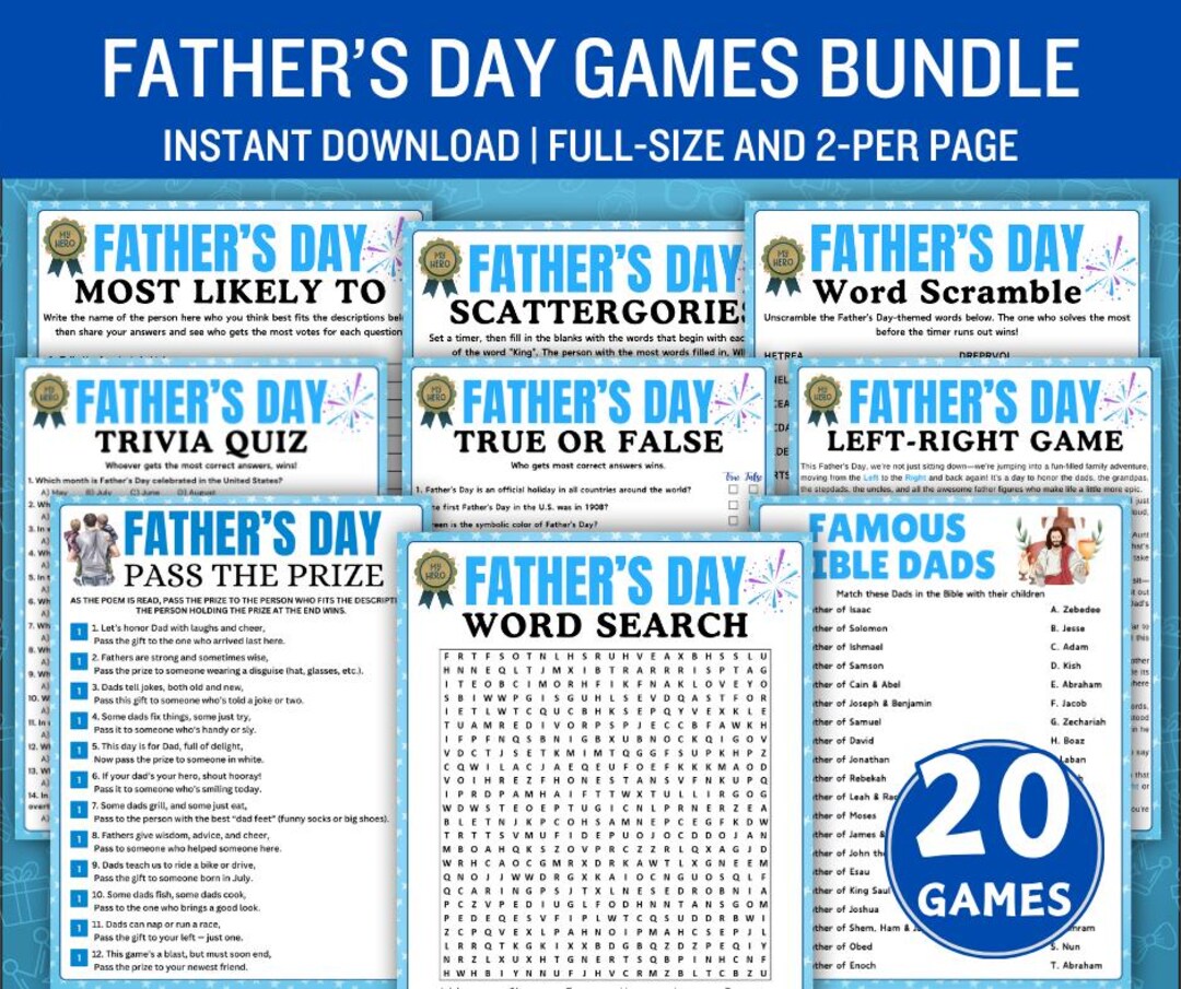 Father's Day Games Bundle, Fathers Day Activities, Fathers Day Party ...