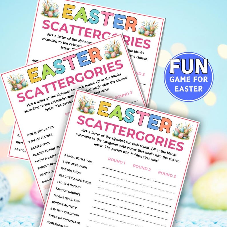 Easter Scattergories Game, Printable Easter Games, Category Challenge ...