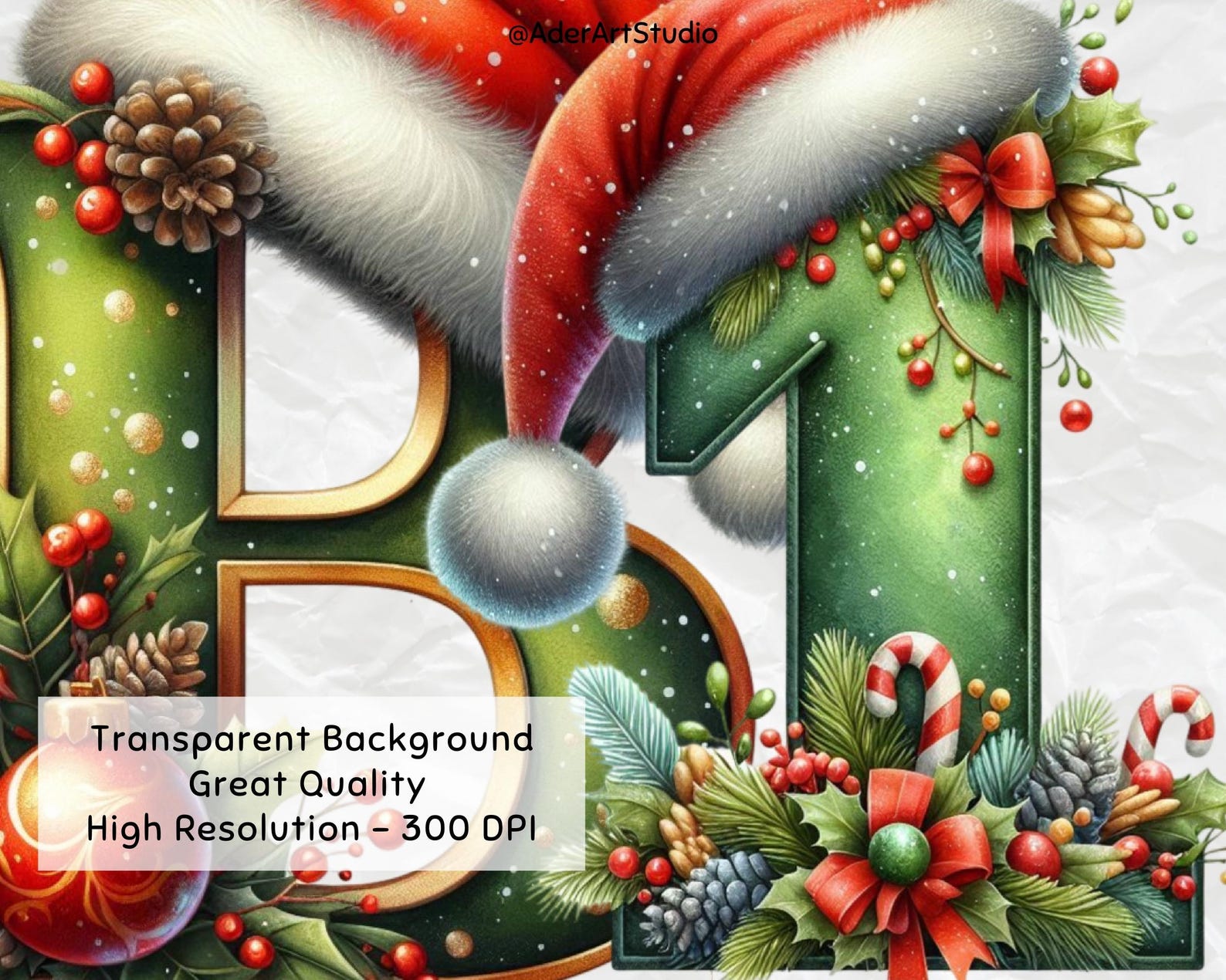 Christmas Alphabet and Numbers Clipart, Christmas Letters, Christmas ...