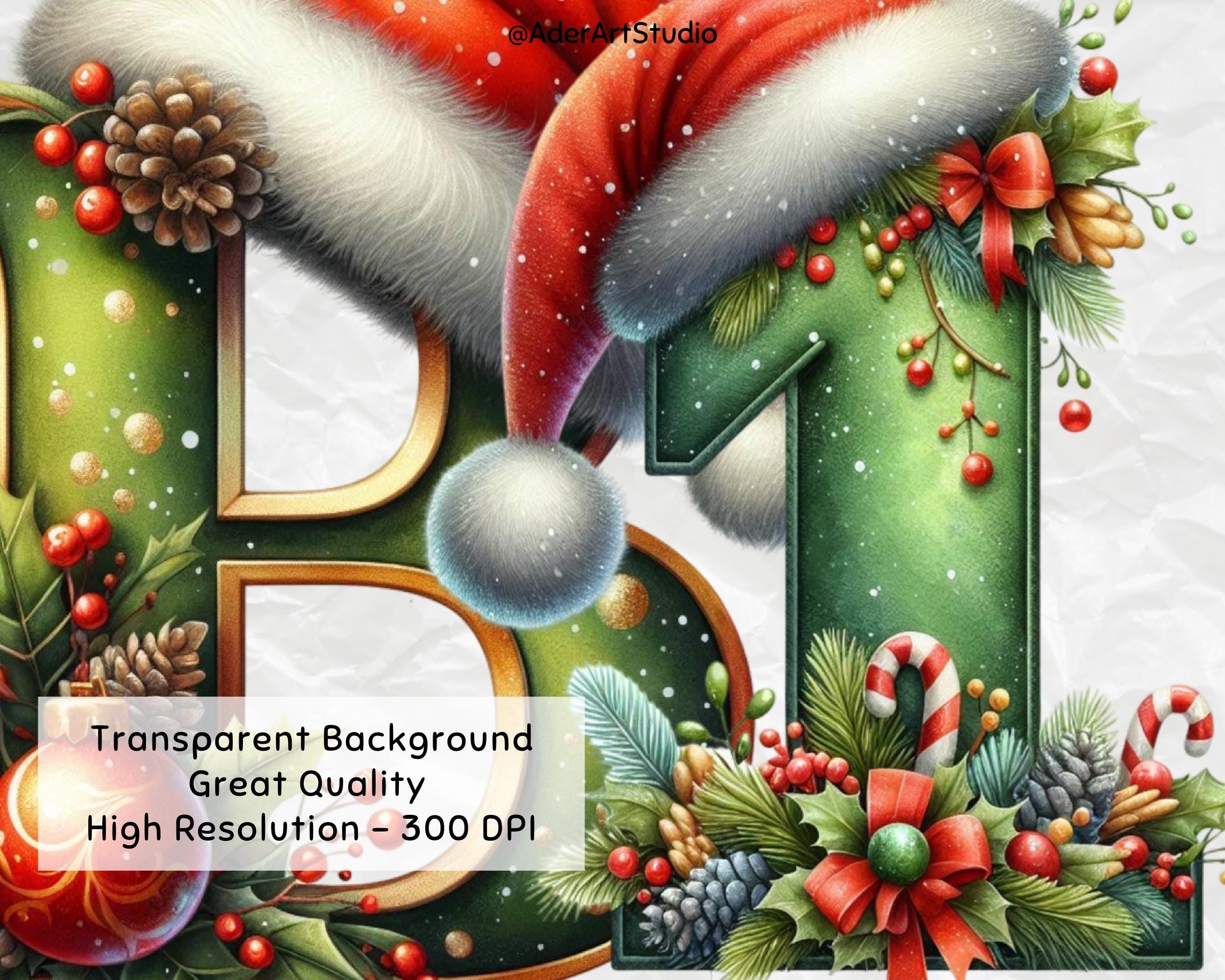 Christmas Alphabet and Numbers Clipart, Christmas Letters, Christmas ...