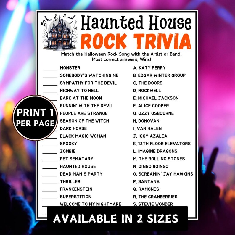 Printable Halloween Trivia Game, Halloween Party Games, Halloween Song ...