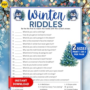 Winter Riddles Game, Holiday Riddle Game, Riddle Me This, Fun Winter ...