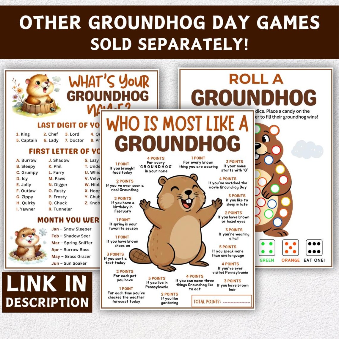 Groundhog Day Trivia Game, Printable Groundhog Day Activity, Family ...