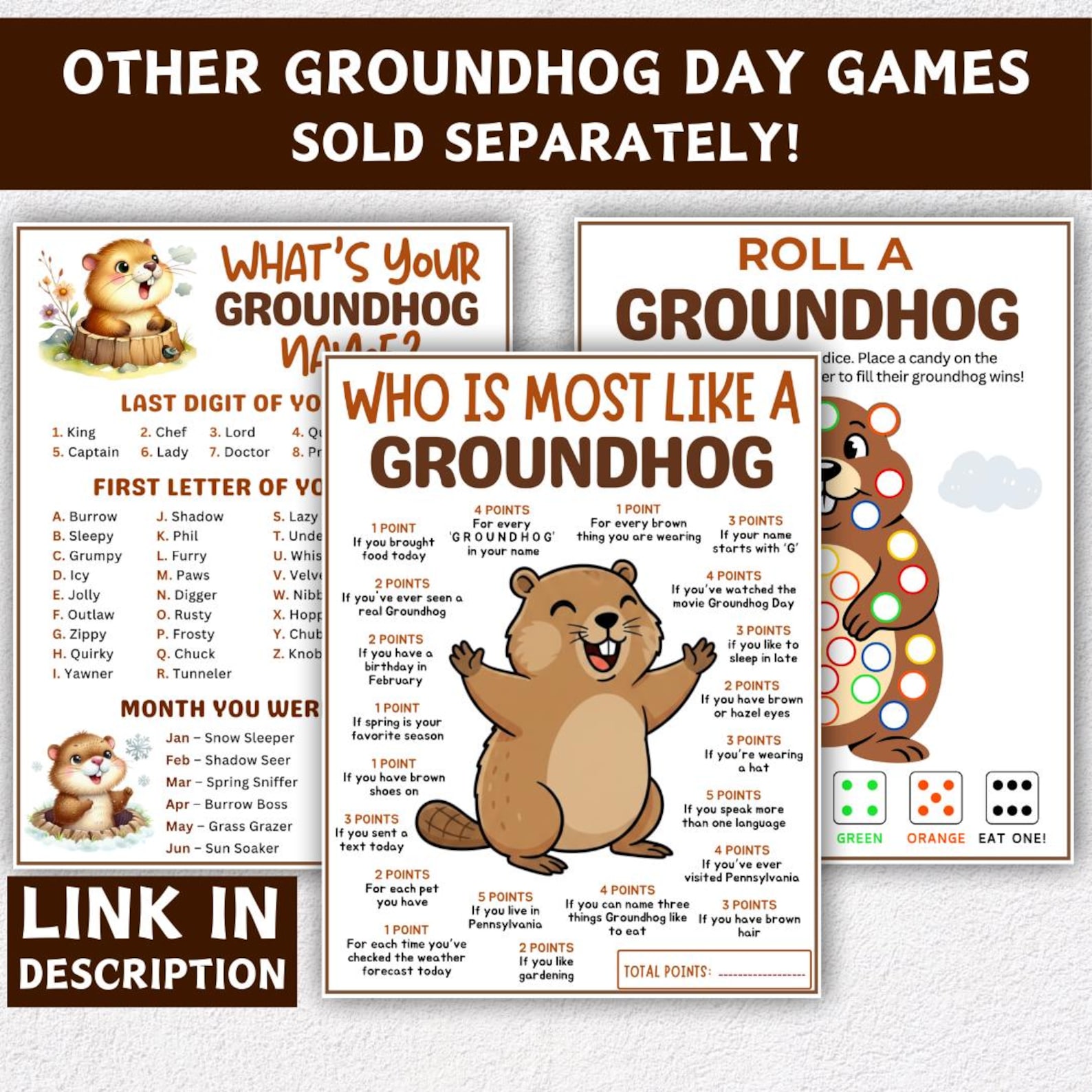 Groundhog Day Trivia Game, Printable Groundhog Day Activity, Family ...