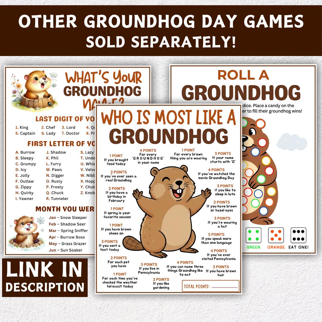 Groundhog Day Trivia Game, Printable Groundhog Day Activity, Family ...