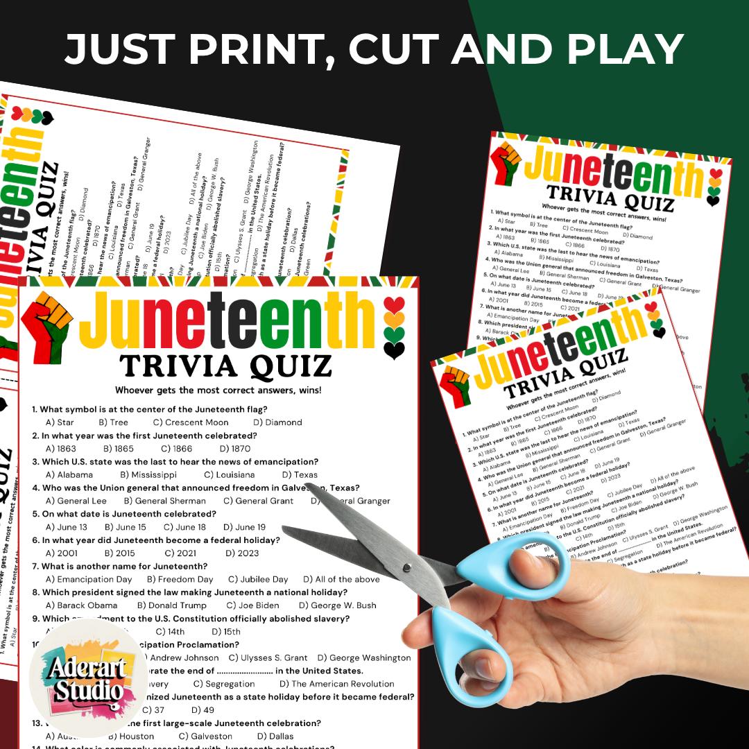 Juneteenth Trivia Game, Printable Juneteenth Games, African American ...