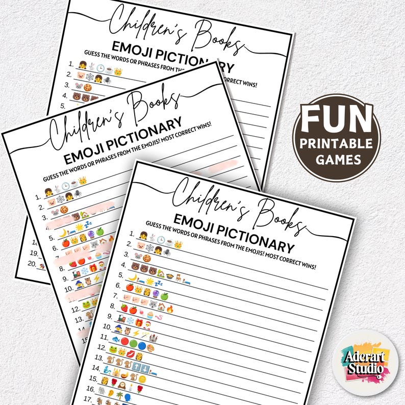 Children's Books Emoji Game, Guess the Book Emoji Quiz, Printable Baby ...