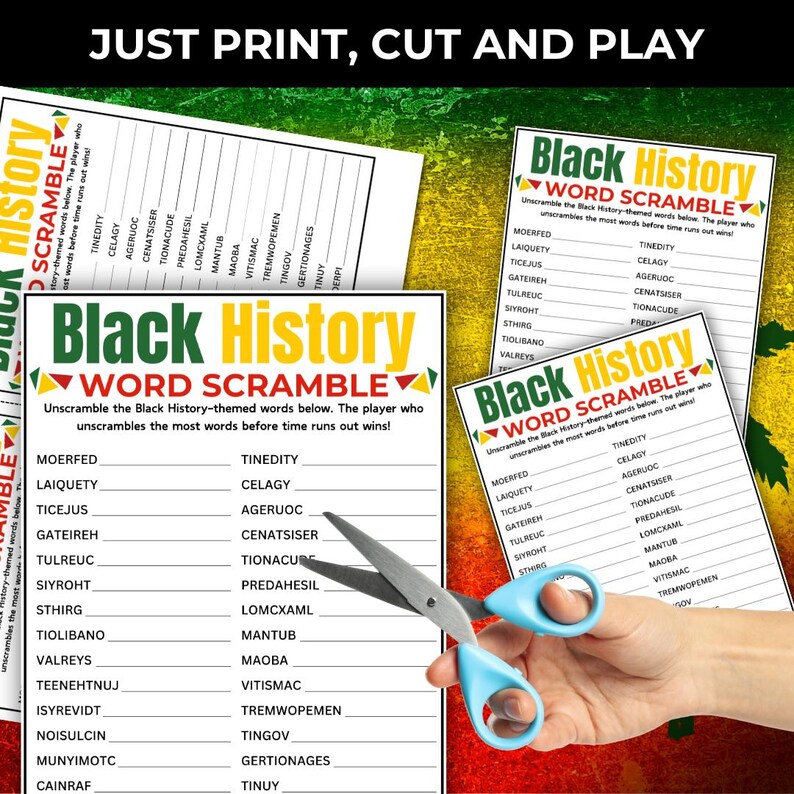 Black History Word Scramble Game, Printable Black History Games ...