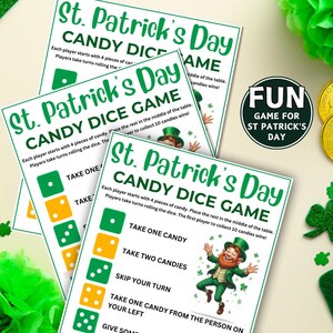 St. Patrick's Day Candy Dice Game, Printable St. Patrick's Day Dice ...