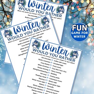 Winter Would You Rather Game, Family Holiday Game, Winter Party Game ...