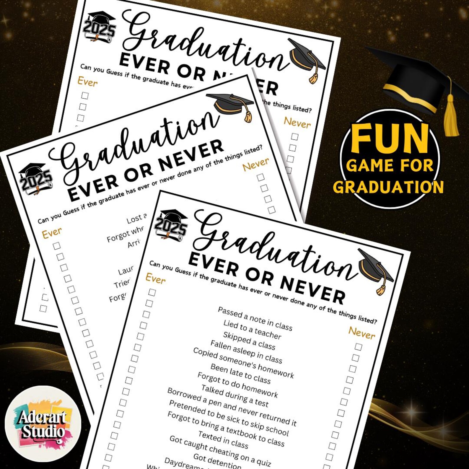 Printable Graduation Game Never Have I Ever, Fun Graduation Party Games ...