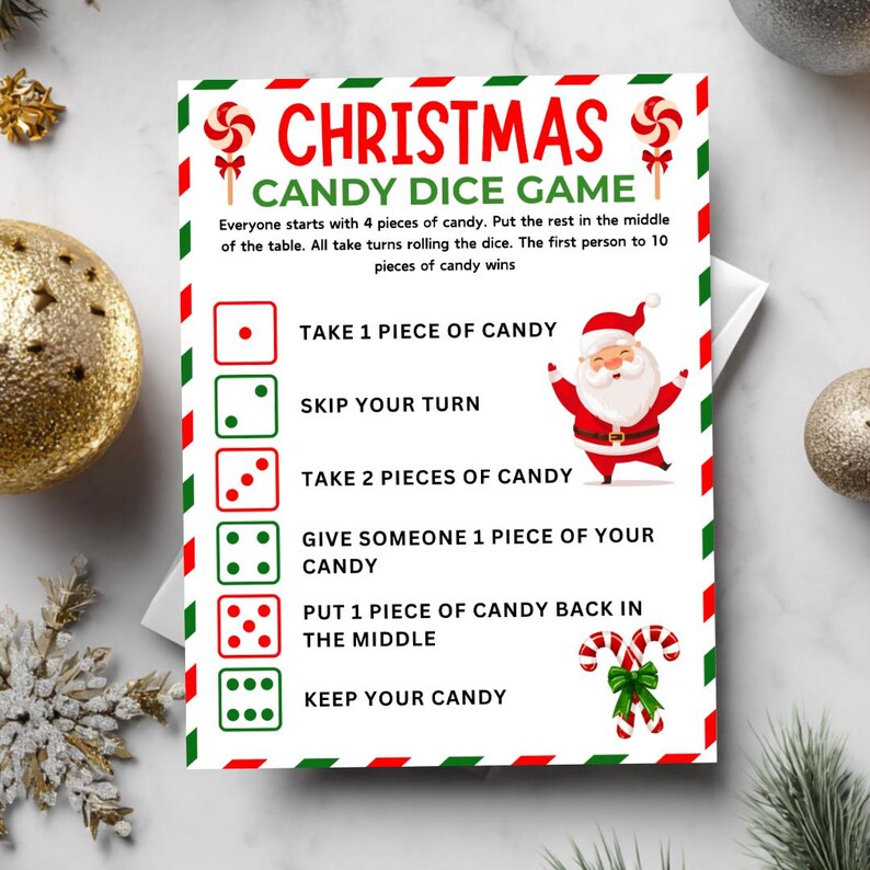 Christmas Candy Dice Game, Printable Christmas Party Game, Office Party ...