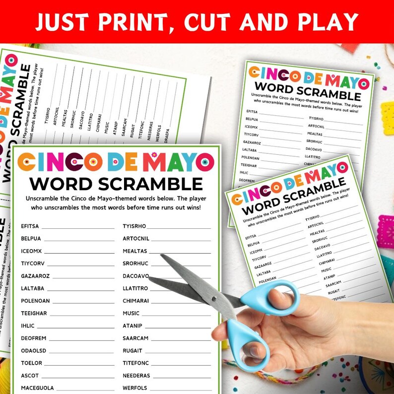 Cinco De Mayo Word Scramble Game, Printable Fiesta Game, Activity Word ...