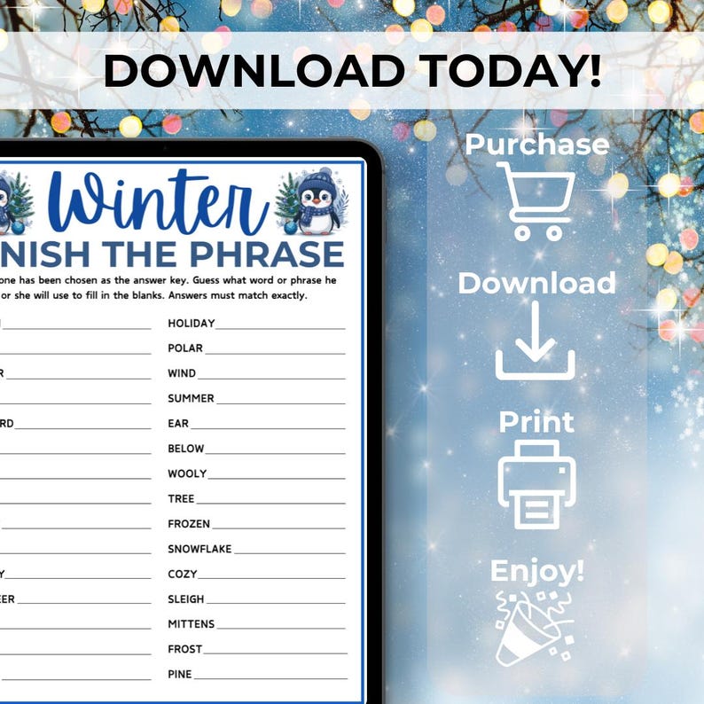 Winter Finish the Phrase Game, Printable Winter Game, Winter Trivia ...
