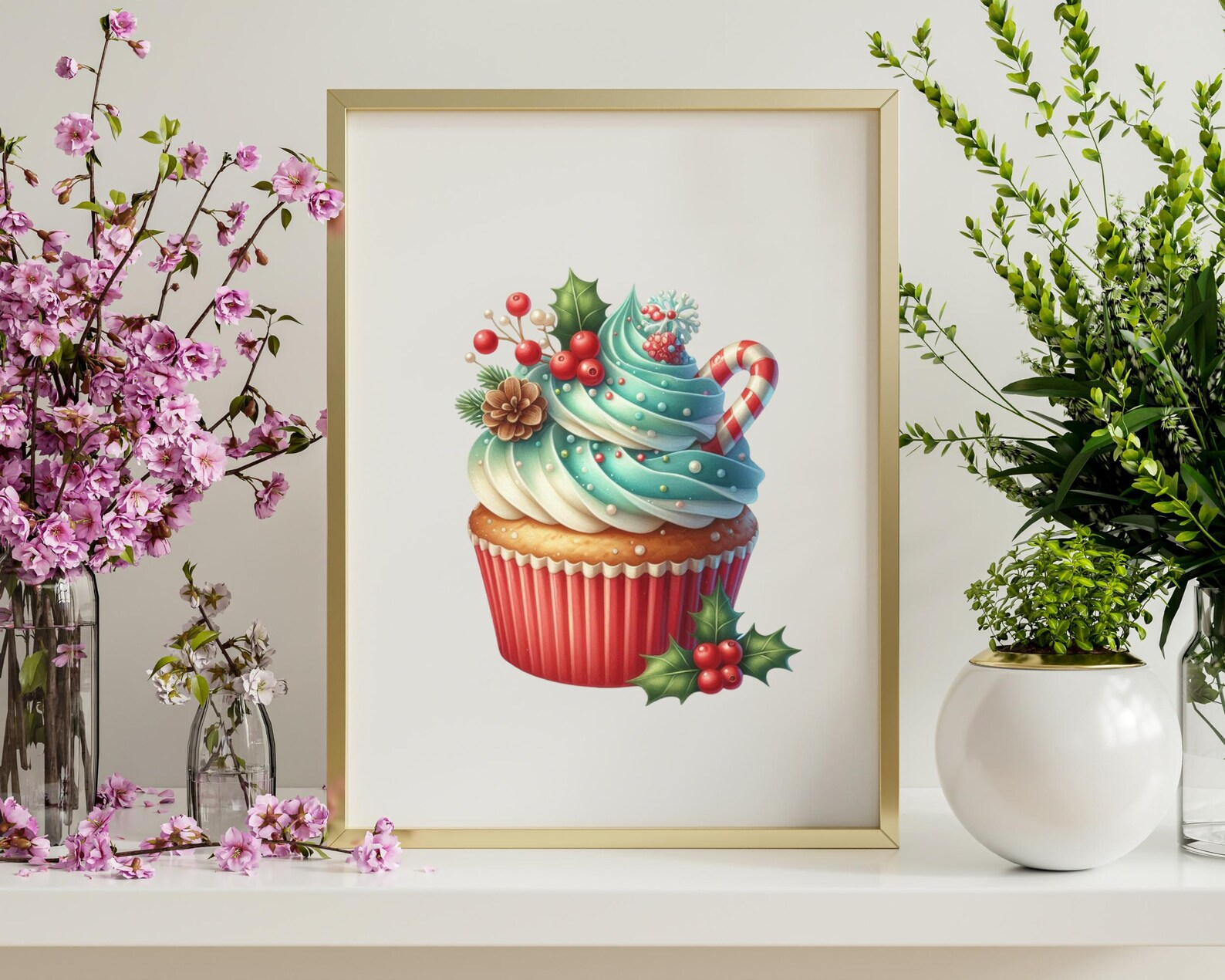Watercolor Christmas Cupcakes Clipart Bundle, Cupcake Clipart ...