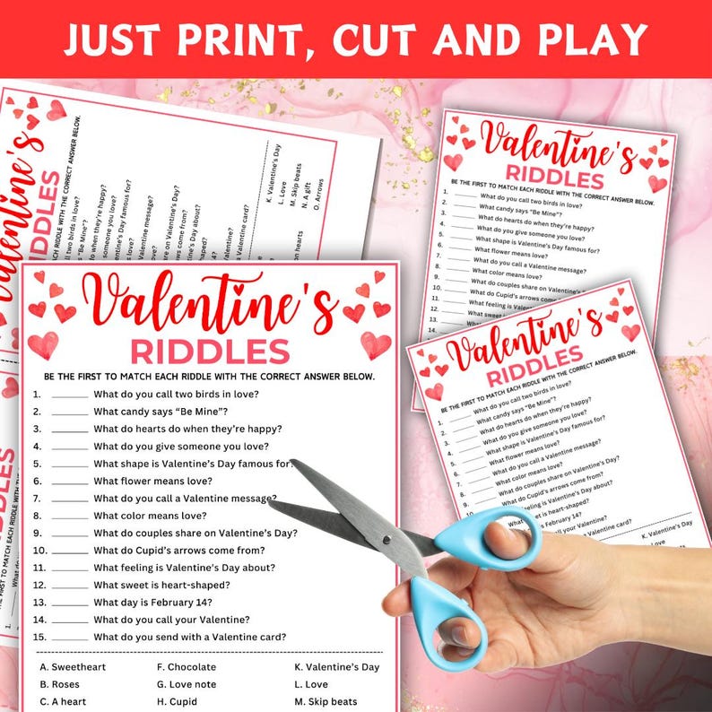 Valentine's Day Riddles Game With Answers, Printable Valentine Party ...