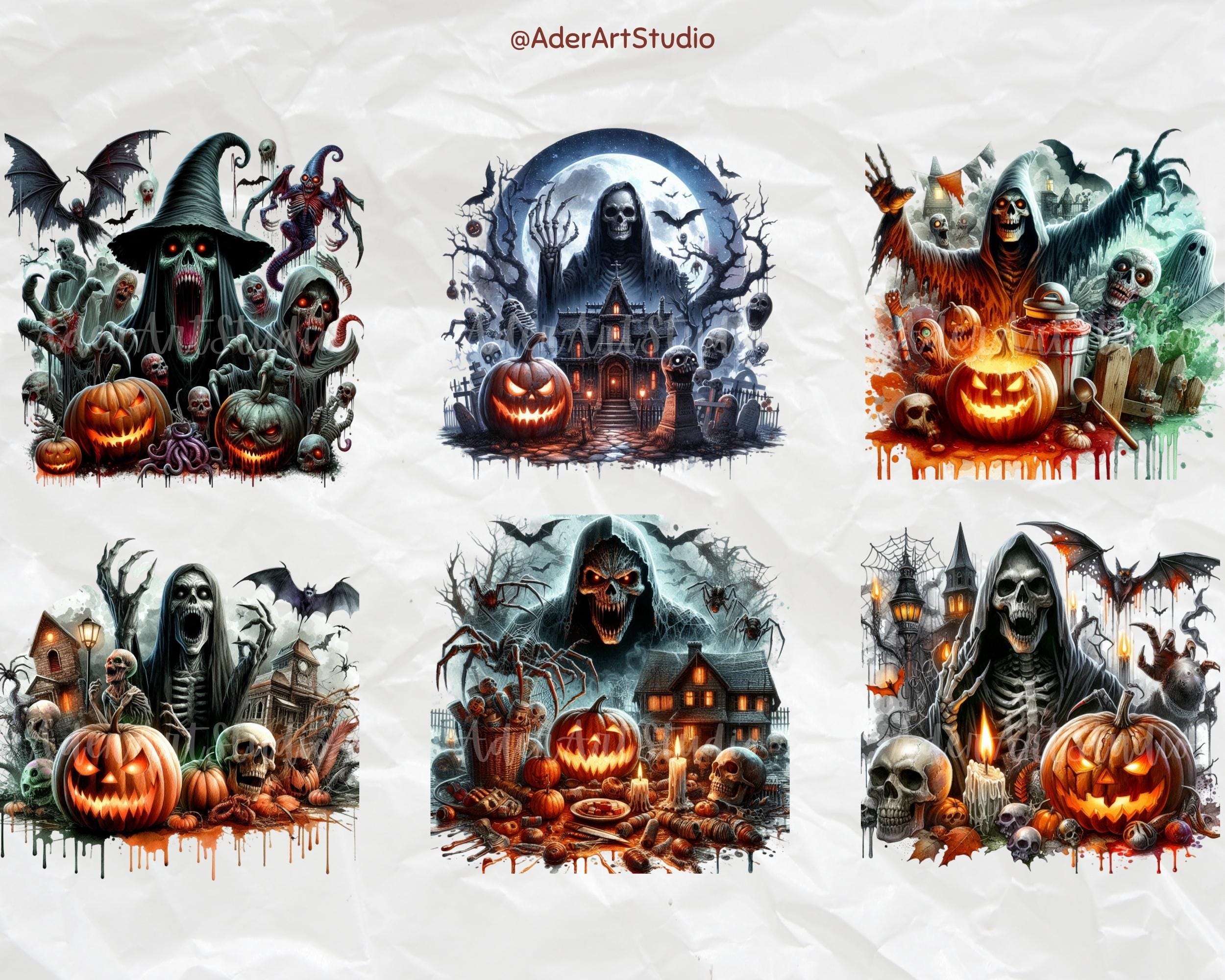 Halloween Horror Bundle Clipart, Scary Graphics, Horror Character PNG ...