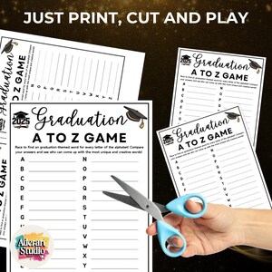 Printable Graduation A to Z Game, A-Z Race Game, Graduation Party Game ...