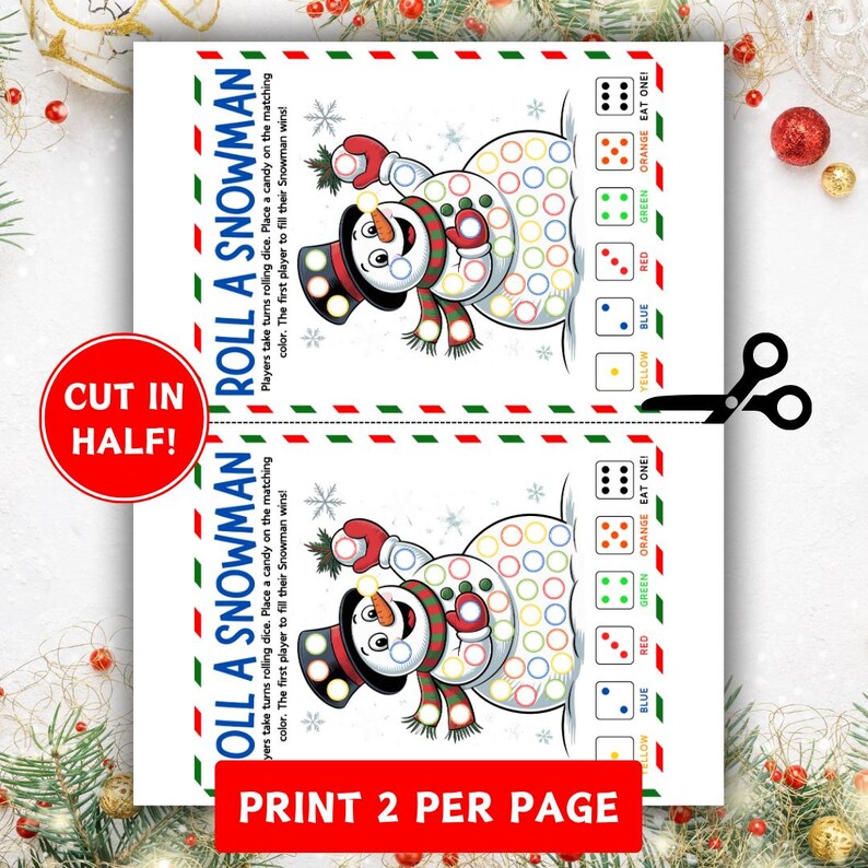 Roll A Snowman Game, Christmas Party Games, Printable Holiday Game ...