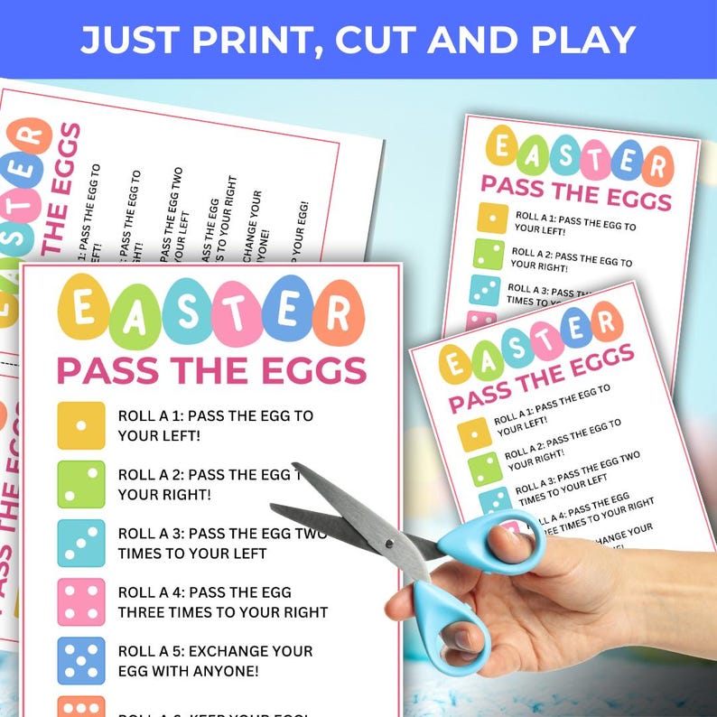 Easter Pass the Eggs Game, Easter Dice Game, Easter Party Games, Left ...