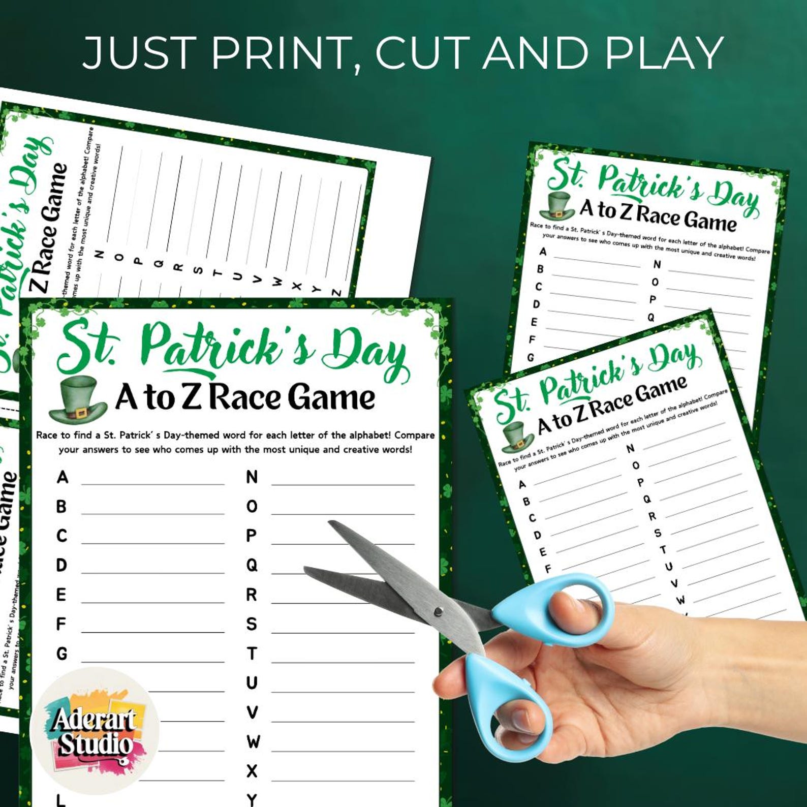 Printable St. Patrick's Day A to Z Game, A-Z Race Game, St Patricks Day ...