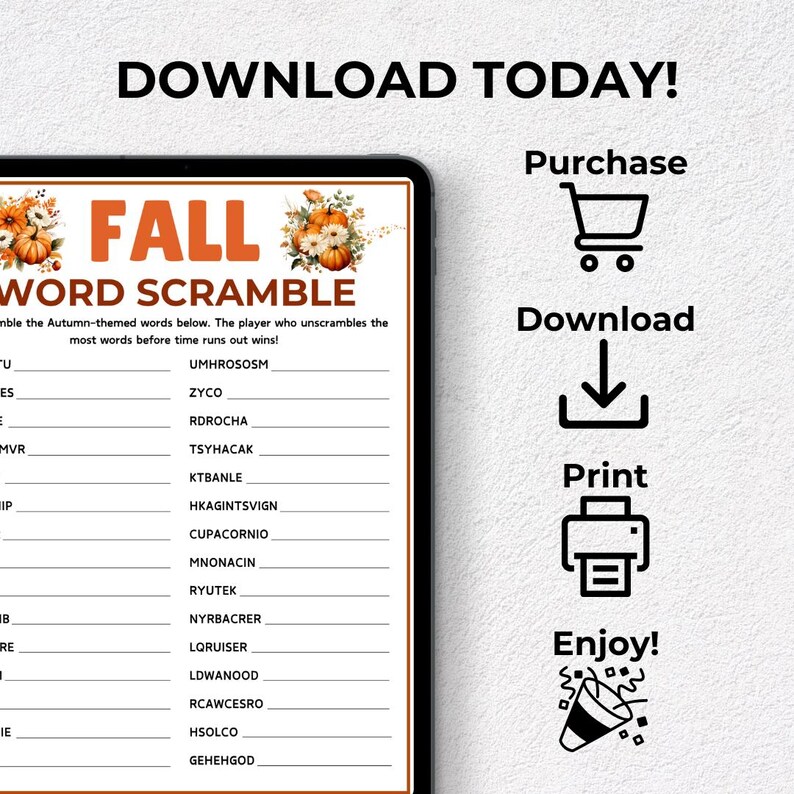 Fall Word Scramble Game, Printable Autumn Game, Fun Activity Word Games ...
