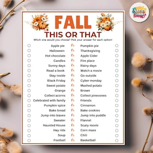 Fall This or That Game, Would You Rather, Printable Autumn Games, Fall ...