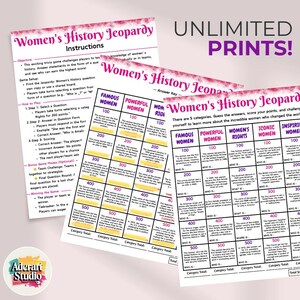 Women's History Jeopardy Game, Women's History Trivia Game, Women's Day ...