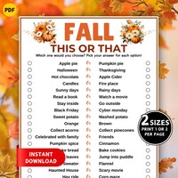 Would You Rather Game Fall Edition | Printable Fall Party Game - Etsy