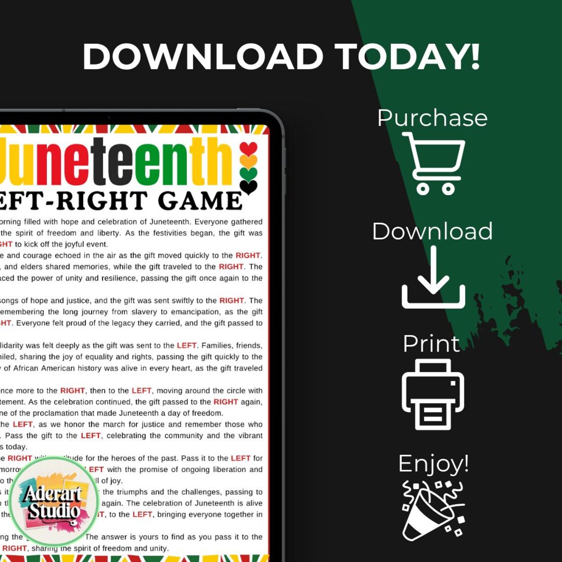 Left Right Juneteenth Game, Pass the Prize, Gift Exchange Game ...