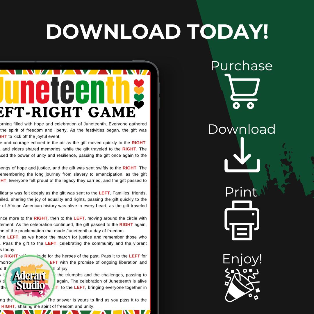 Left Right Juneteenth Game, Pass the Prize, Gift Exchange Game ...