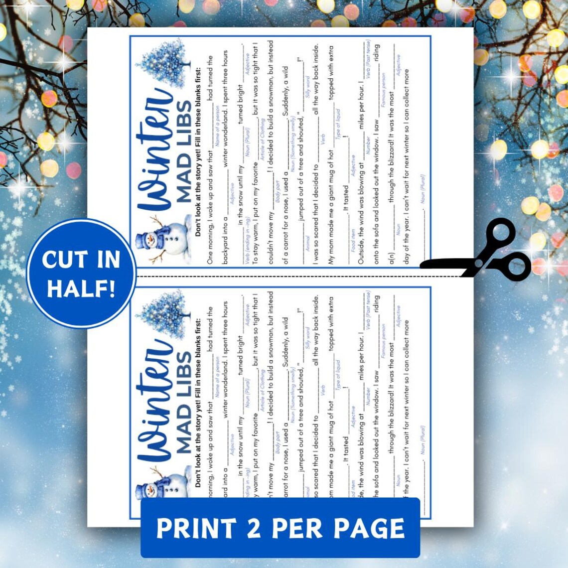 Winter Mad Libs, Printable Winter Game, Winter Party Games, Office ...