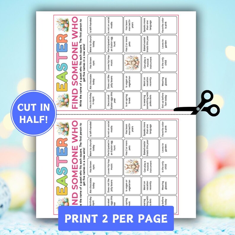 Easter Find Someone Who Game, Printable Easter Party Game, Find the ...