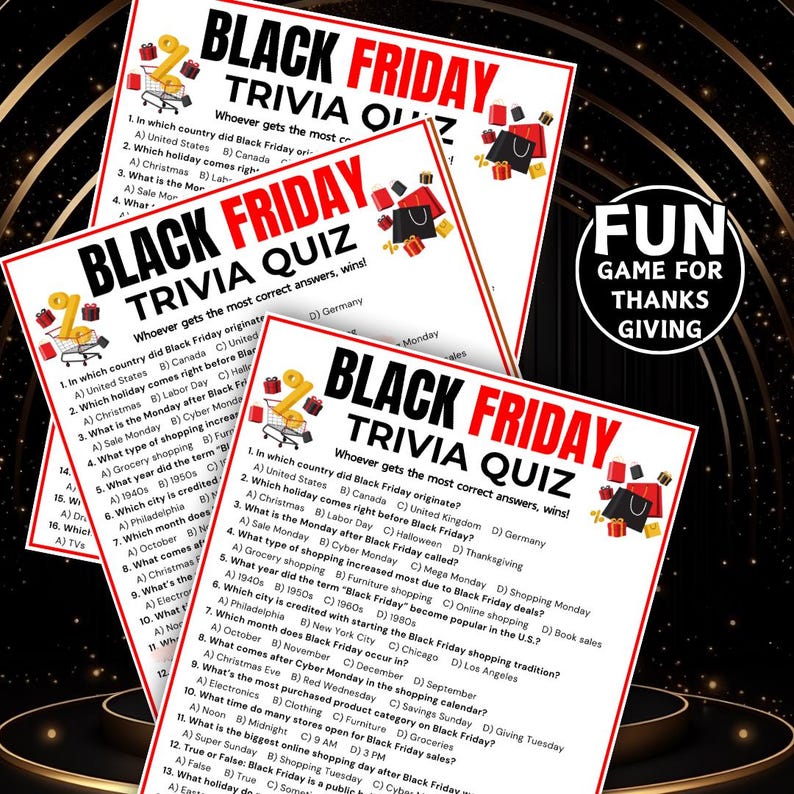 Black Friday Trivia Game, November Trivia Quiz, Printable Autumn Game ...