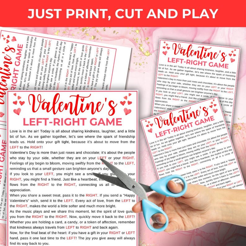 Valentines Day Left Right Game, Printable Valentines Games, Pass the ...
