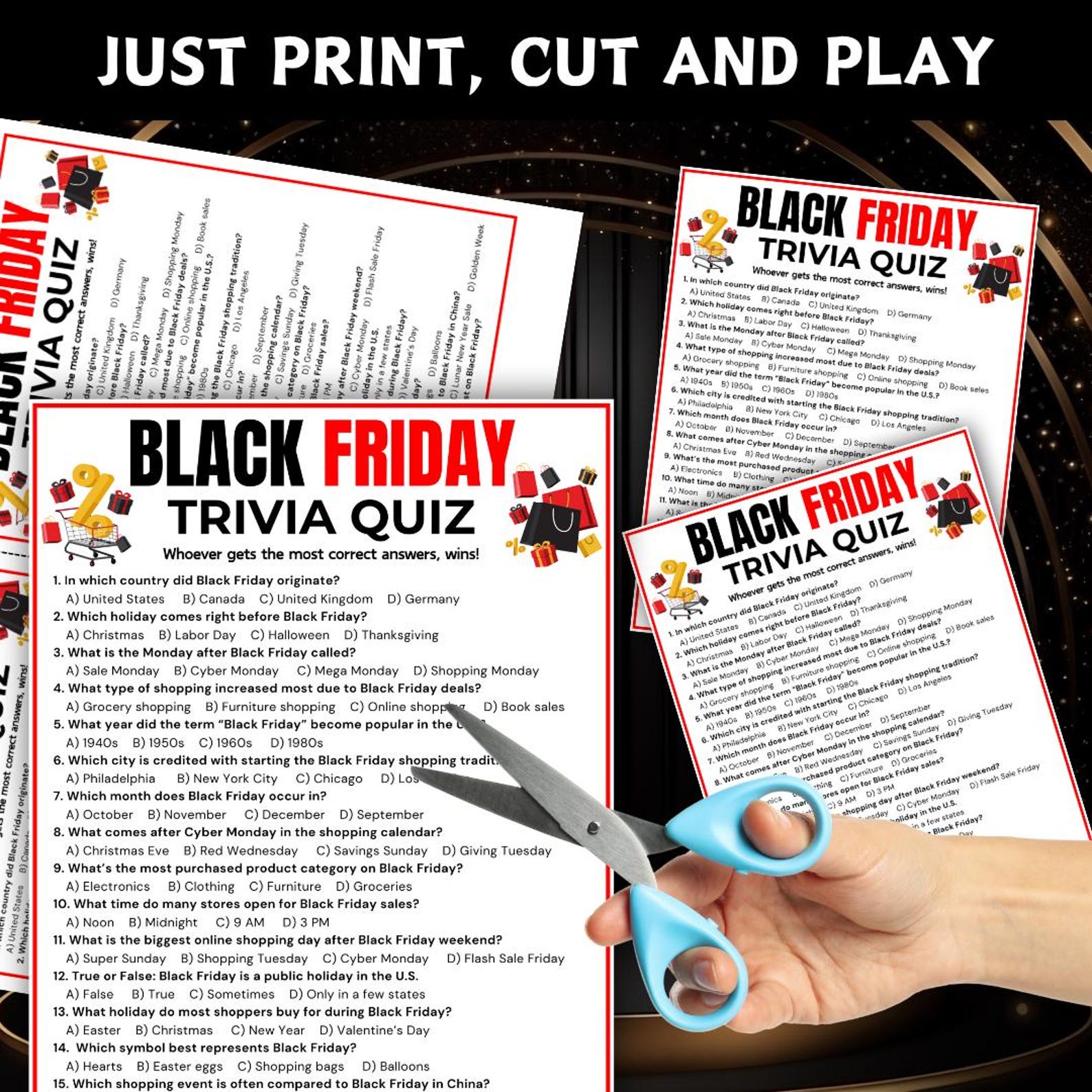 Black Friday Trivia Game, November Trivia Quiz, Printable Autumn Game ...