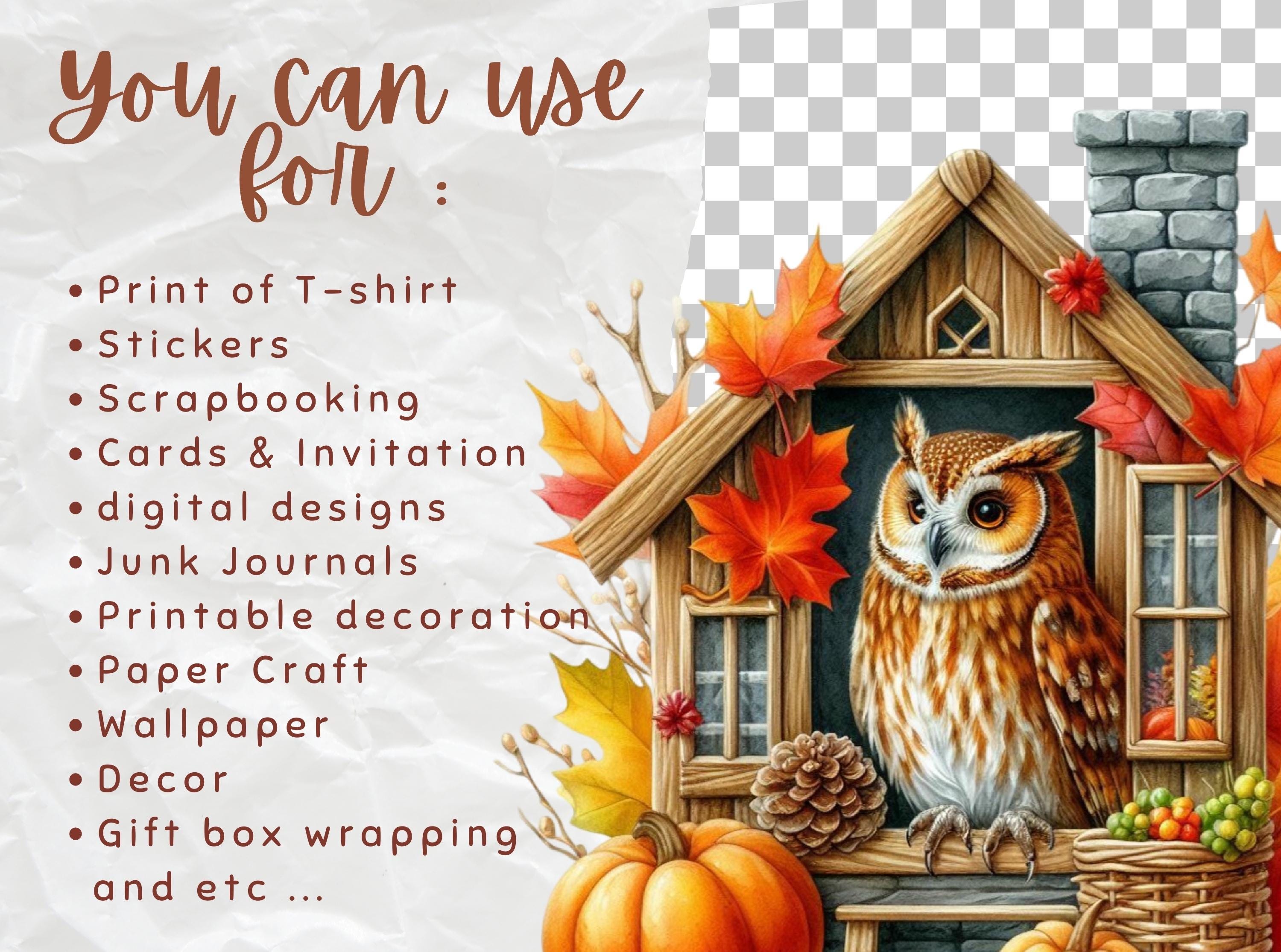 Watercolor Autumn Owl Clipart, Cute Fall Owl Images, Owl Clipart, Cozy ...