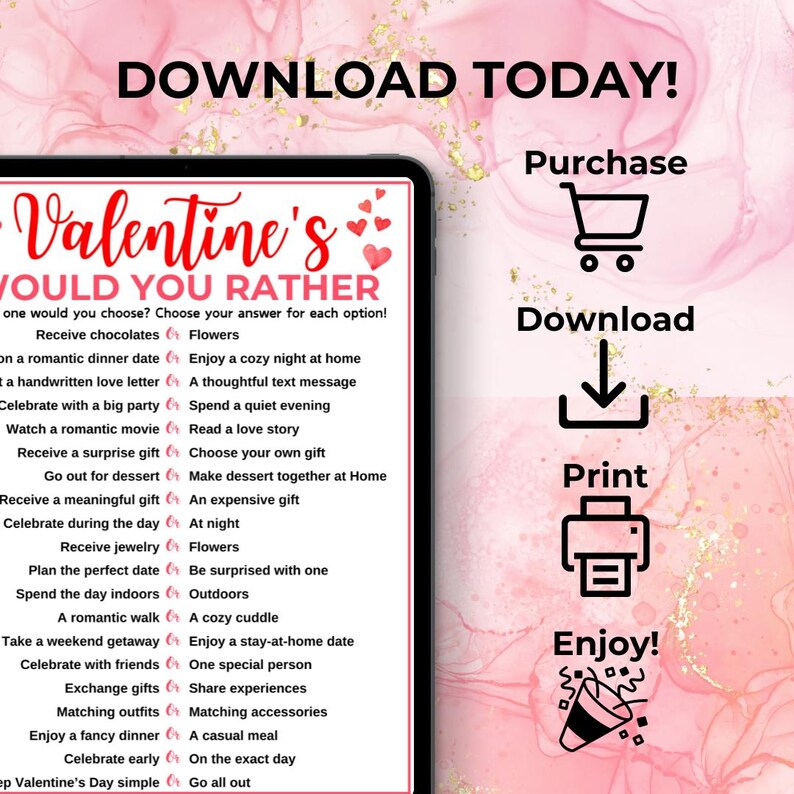 Valentine's Day Would You Rather Game, Printable Valentine's Game ...
