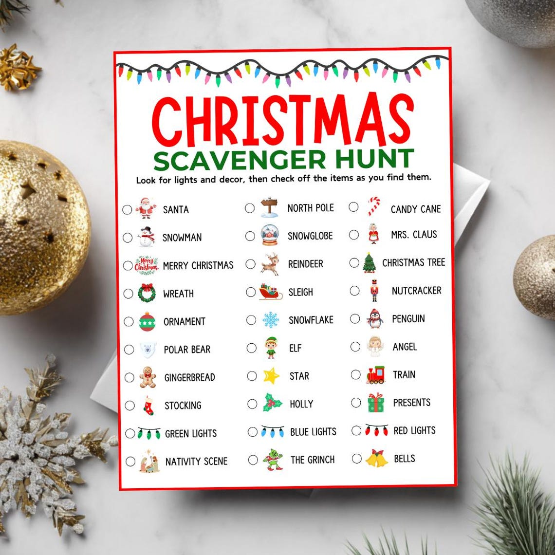 Christmas Lights Scavenger Hunt Game, Family Christmas Activity ...