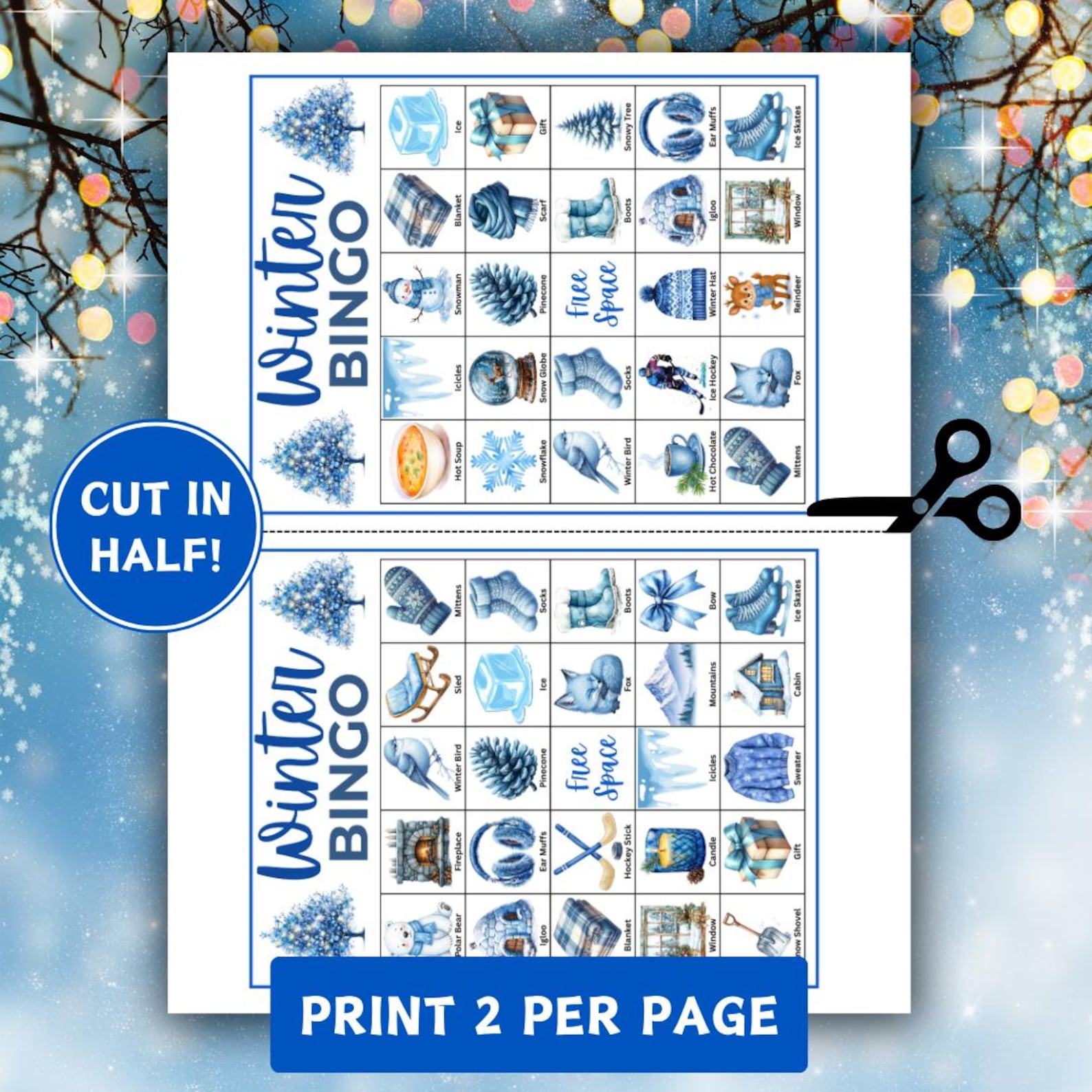 50 Winter Bingo Cards, Winter Bingo, Winter Themed Bingo Cards PDF ...