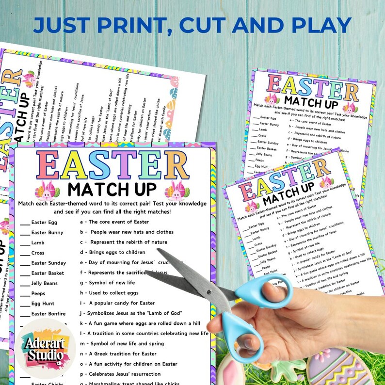 Easter Match up Game, Printable Easter Games, Easter Quiz, Easter Party ...
